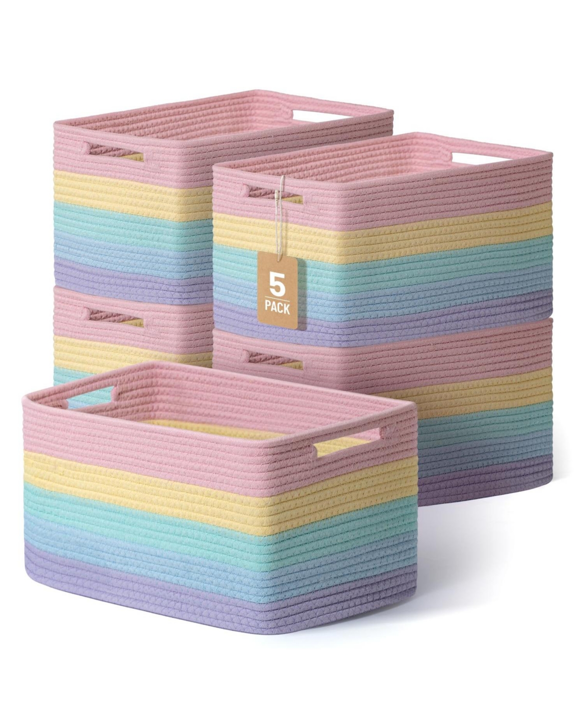 Click here for Gnuadz 5 Pack Woven Storage Baskets Cotton Rope Or... prices