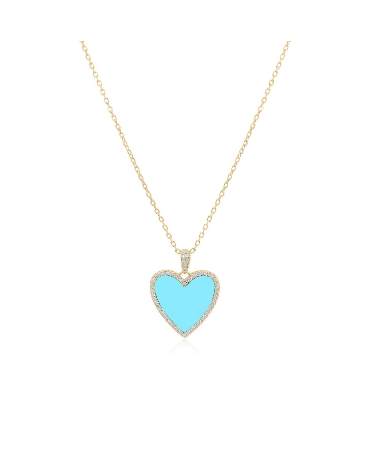 Click here for The Lovery Large Turquoise Cz Halo Heart Necklace... prices