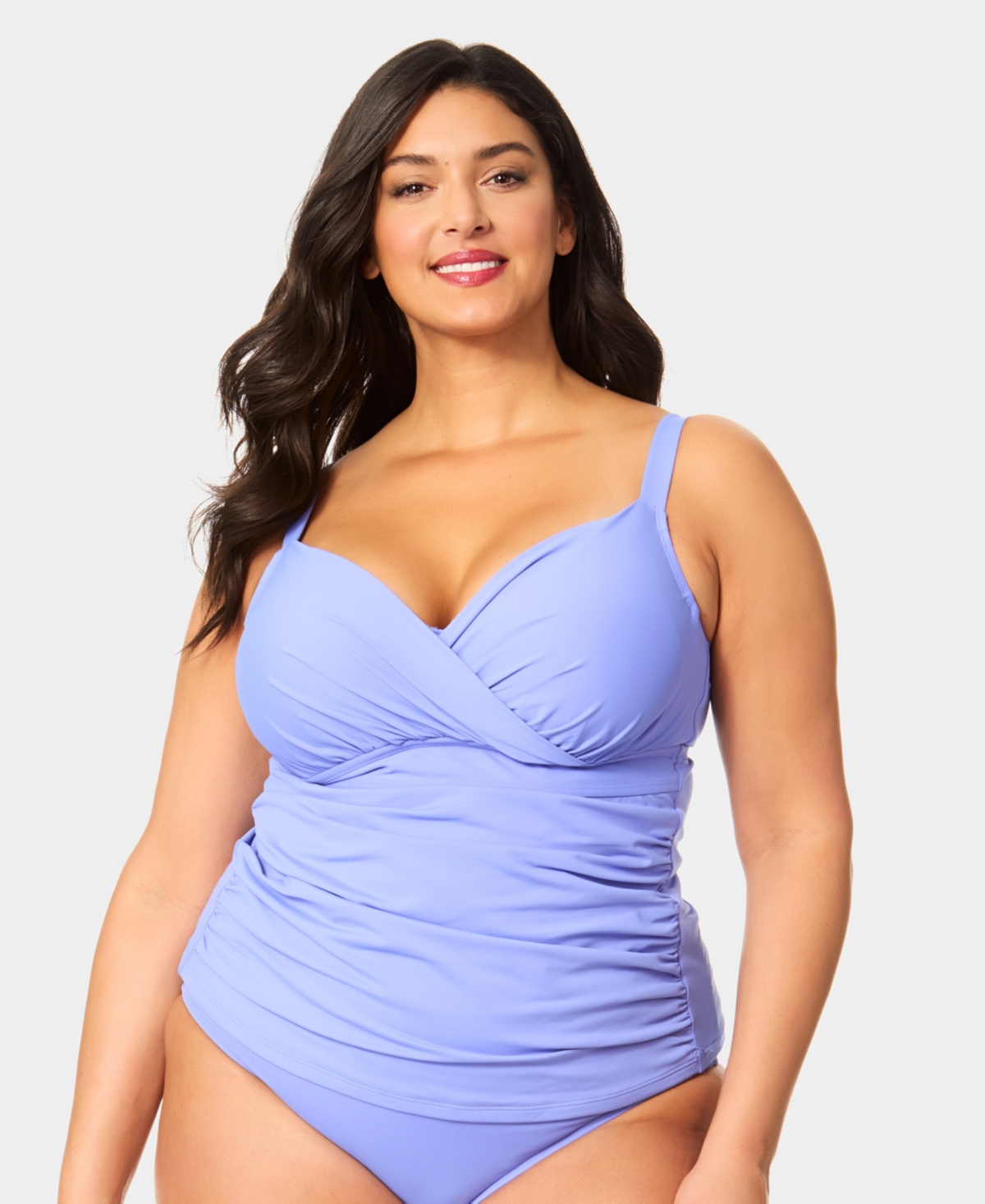 Click here for Anne Cole Plus Size Shirred Tankini Top - Periwink... prices