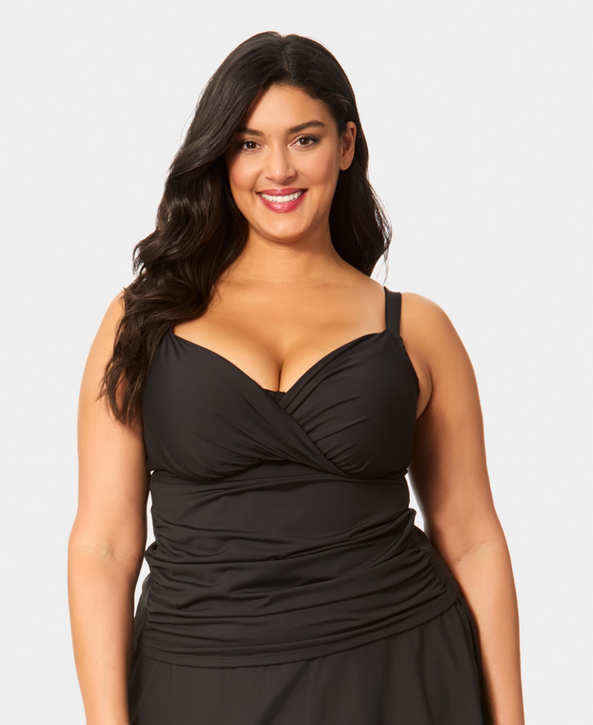Click here for Anne Cole Plus Size Shirred Tankini Top - Black prices