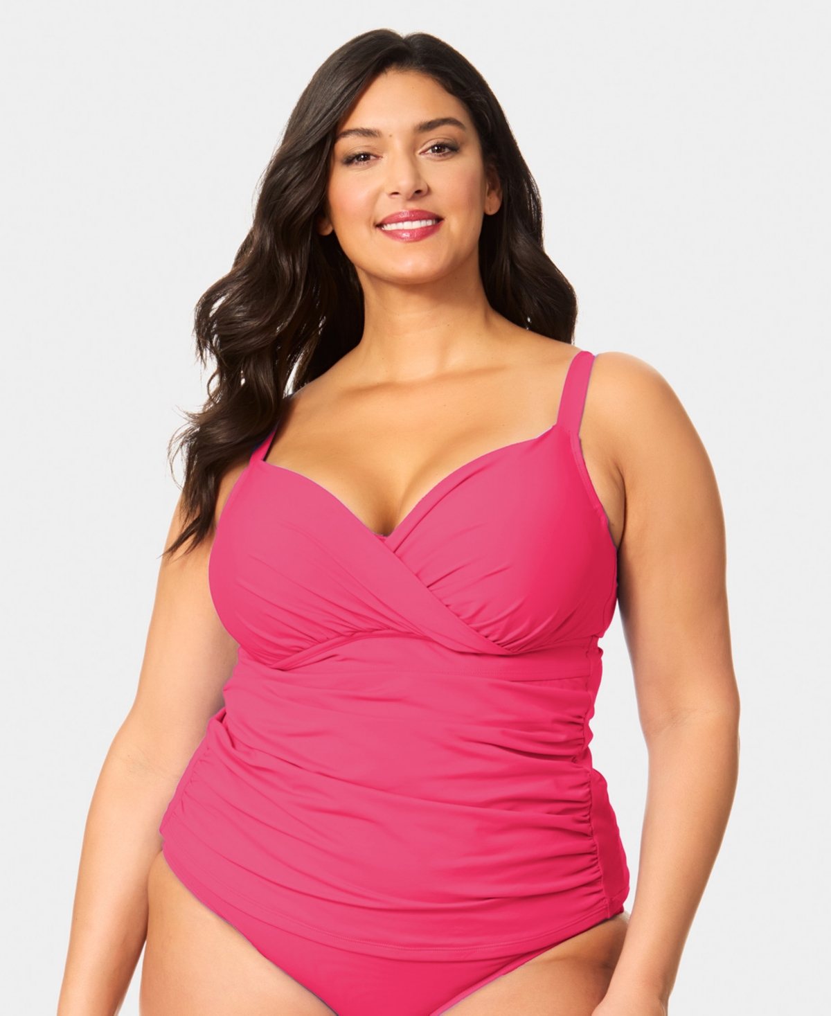 Click here for Anne Cole Plus Size Shirred Tankini Top - Orchid prices