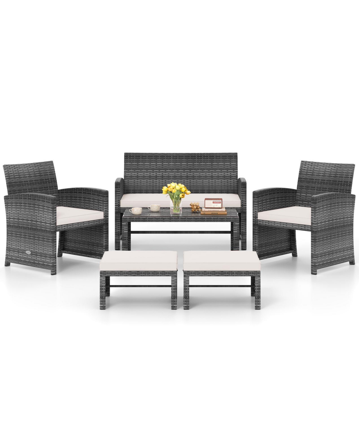 Click here for Sugift 6-Piece Outdoor Pe Rattan Sectional Sofa Se... prices