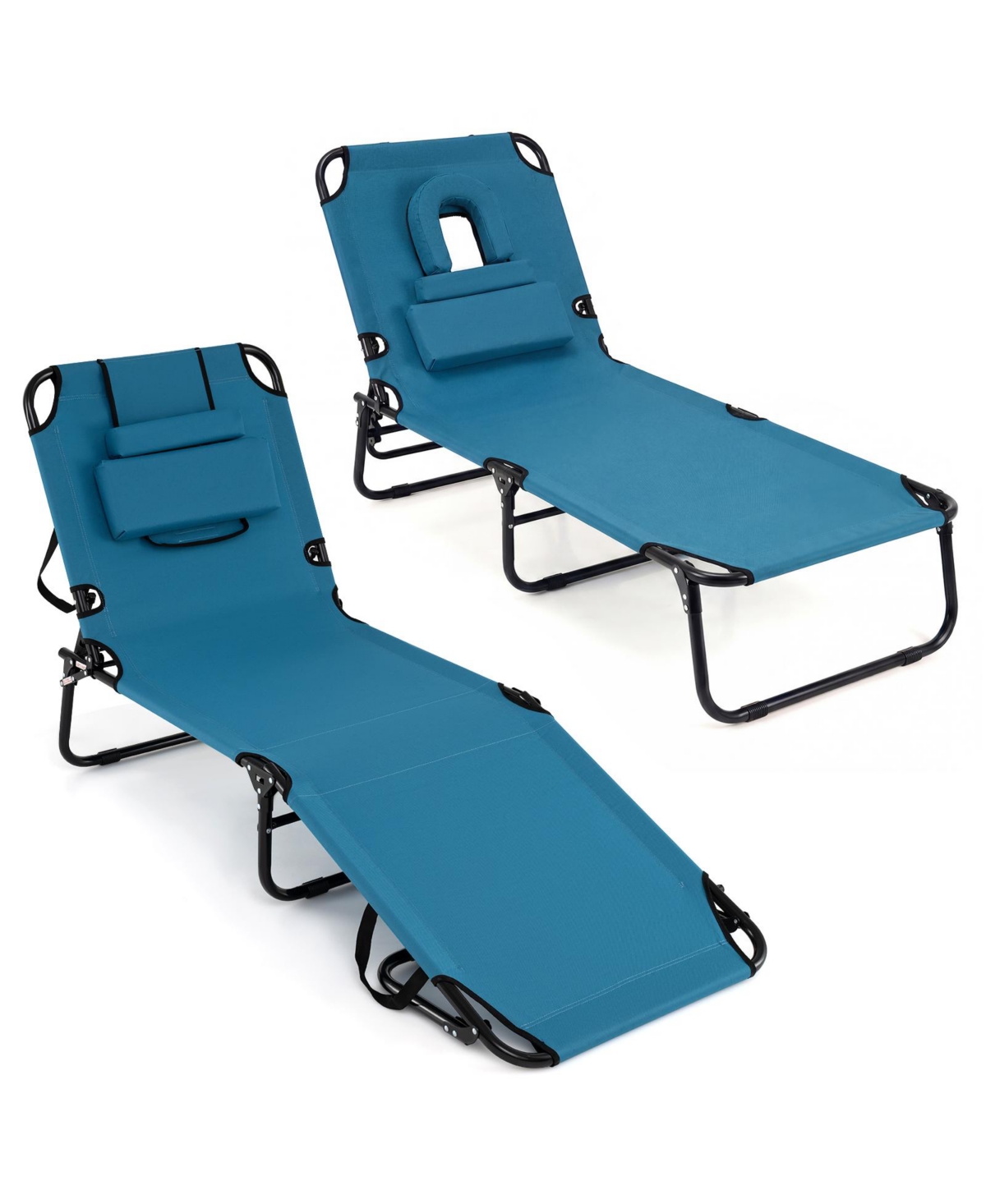 Click here for Gymax 2PCS Folding Beach Sun Lounger w/Face Hole R... prices