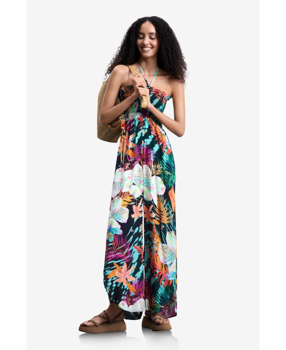 Click here for Desigual Womens Tropical printed jumpsuit - Black prices
