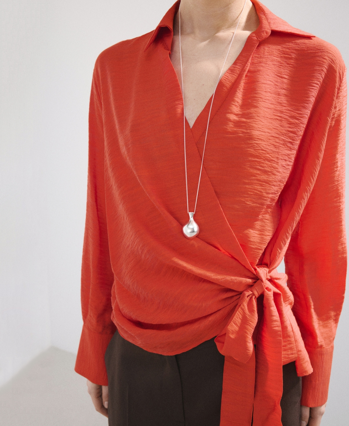 Click here for Mango Womens Bow Detail Shirt - Red prices