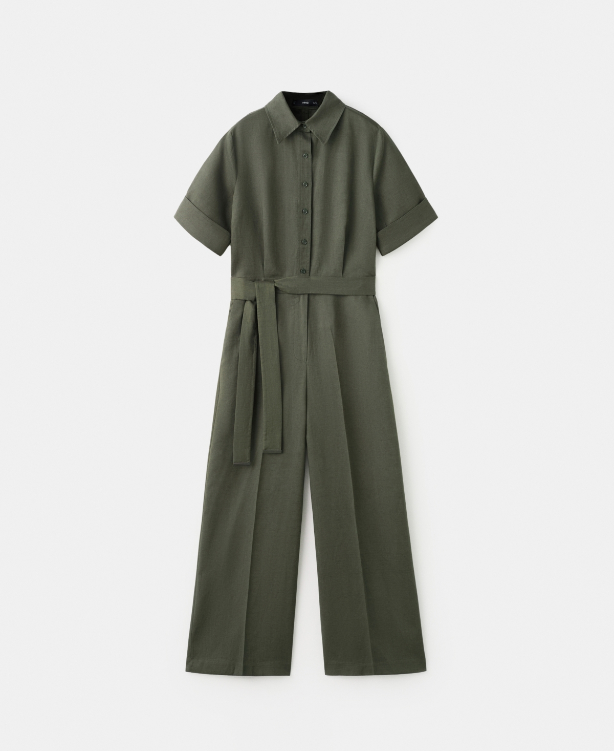 Click here for Mango Womens Lyocell Shirt Jumpsuit - Khaki prices