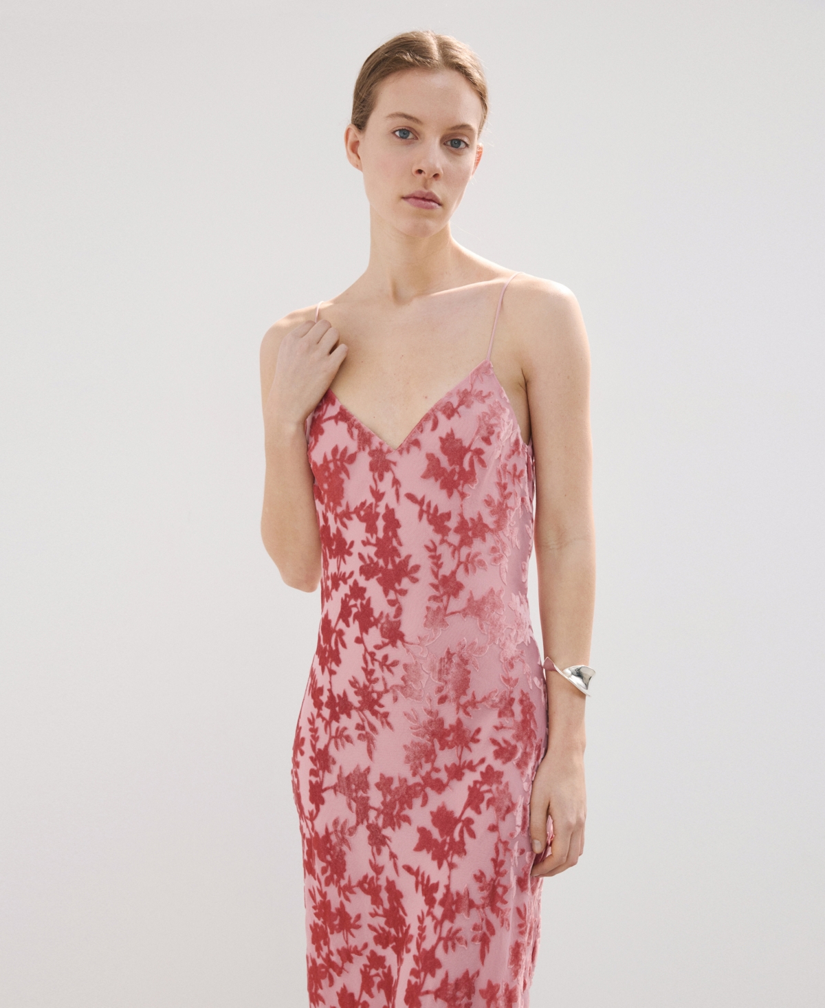 Click here for Mango Womens Devore Floral Dress - Pastel Pink prices
