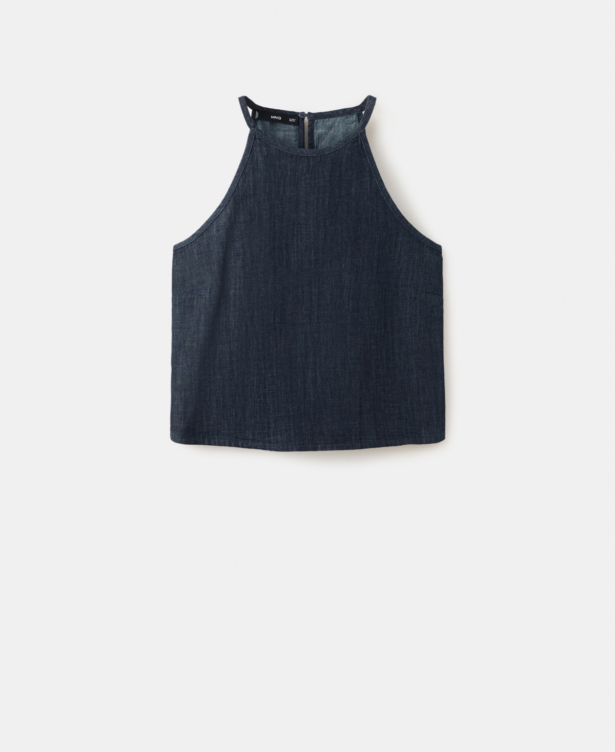 Click here for Mango Womens Halter-Neck Denim Top - Open Blue prices