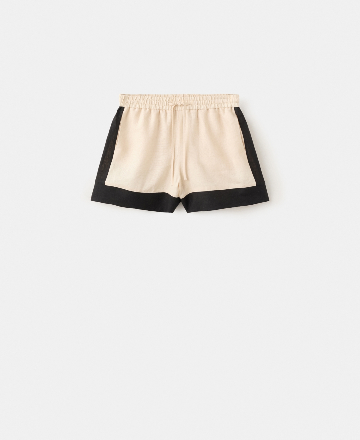 Click here for Mango Womens Contrast Stripe Linen Shorts - Ecru prices