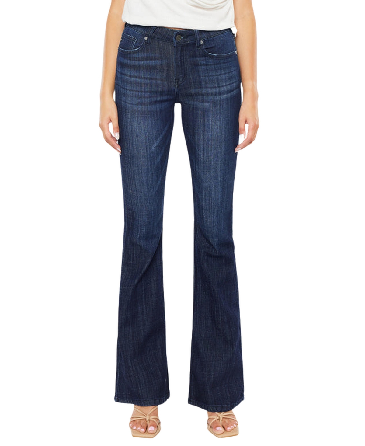 Click here for KanCan Womens Celestine Mid-Rise Flare Jeans - Dar... prices