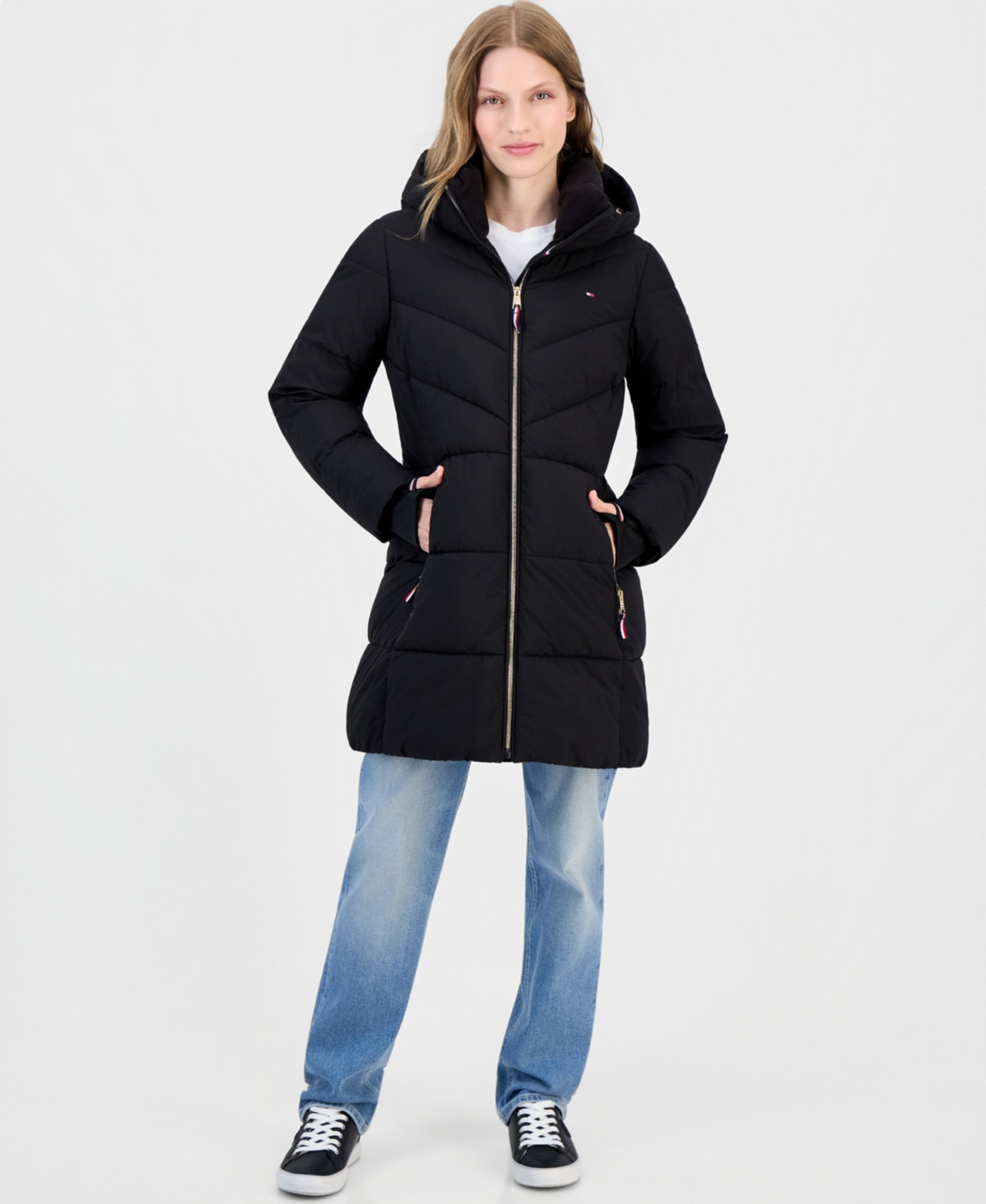 Click here for Tommy Hilfiger Womens Chevron-Quilted Puffer Coat... prices