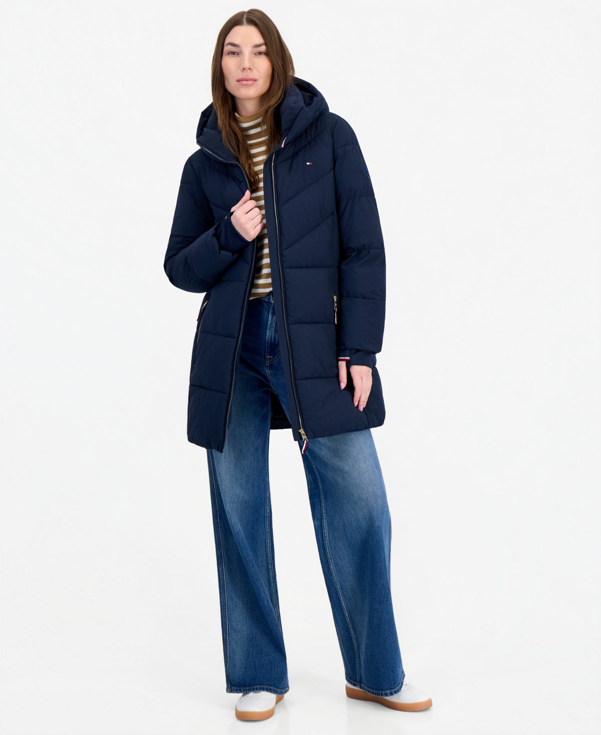 Click here for Tommy Hilfiger Womens Chevron-Quilted Puffer Coat... prices