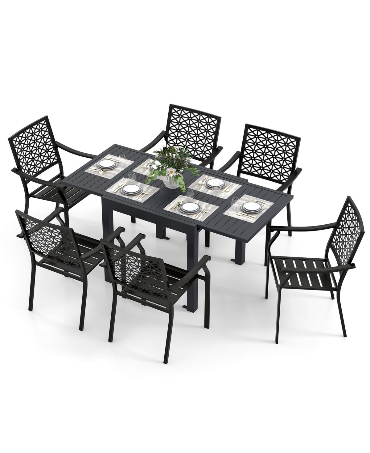 Click here for Gymax 7PCS Expandable Outdoor Dining Set w/Slatted... prices