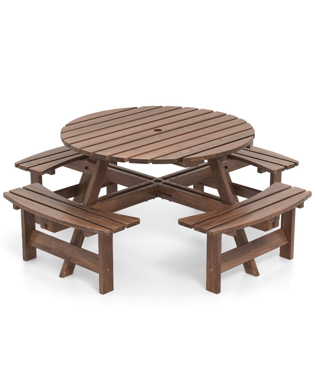 Click here for Sugift 8-Person Round Fir Wood Picnic Table Set wi... prices