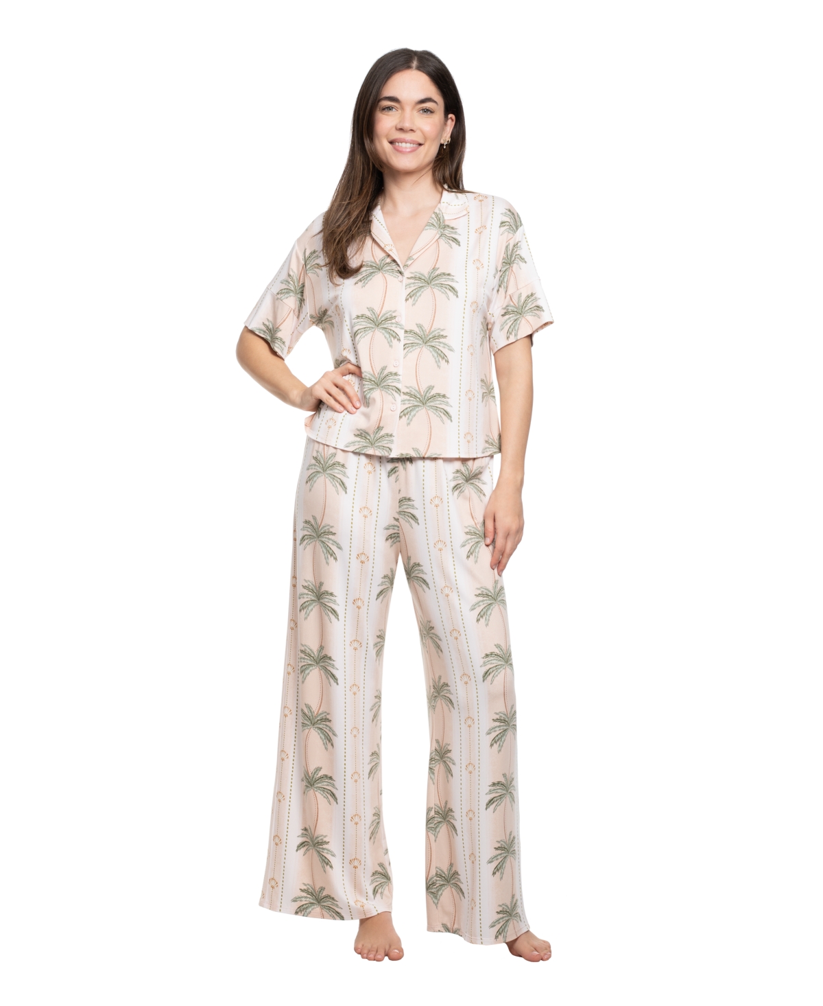 Click here for Linea Donatella Womens Notch Collar Shirt & Crop P... prices