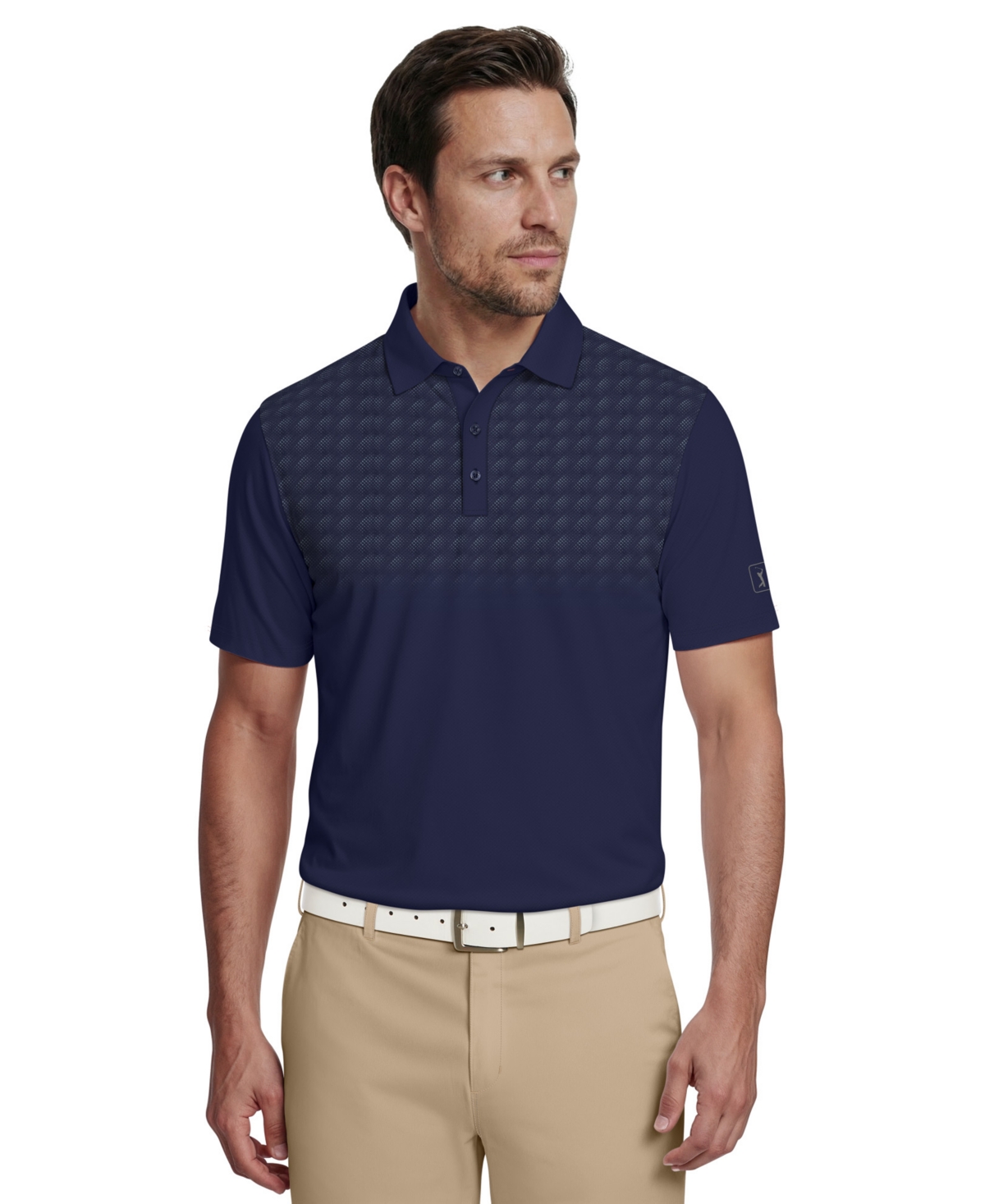 Click here for Pga Tour Mens Active Ombre Geo Print Golf Polo Shi... prices