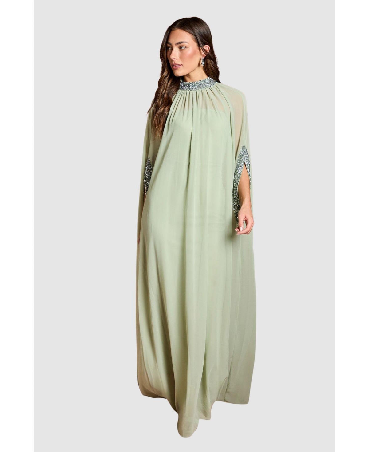 Click here for Coast Womens Chiffon Cape Style Sequin Maxi Dress... prices