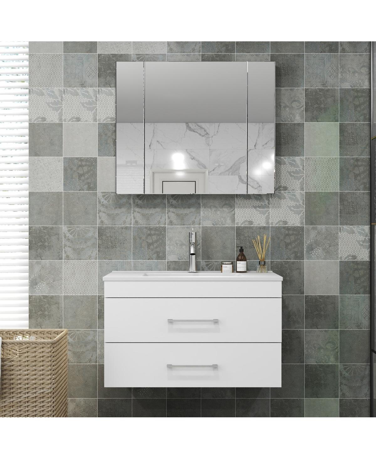 Click here for Sillysis Glossy White Wall Mounted Bathroom Vanity... prices