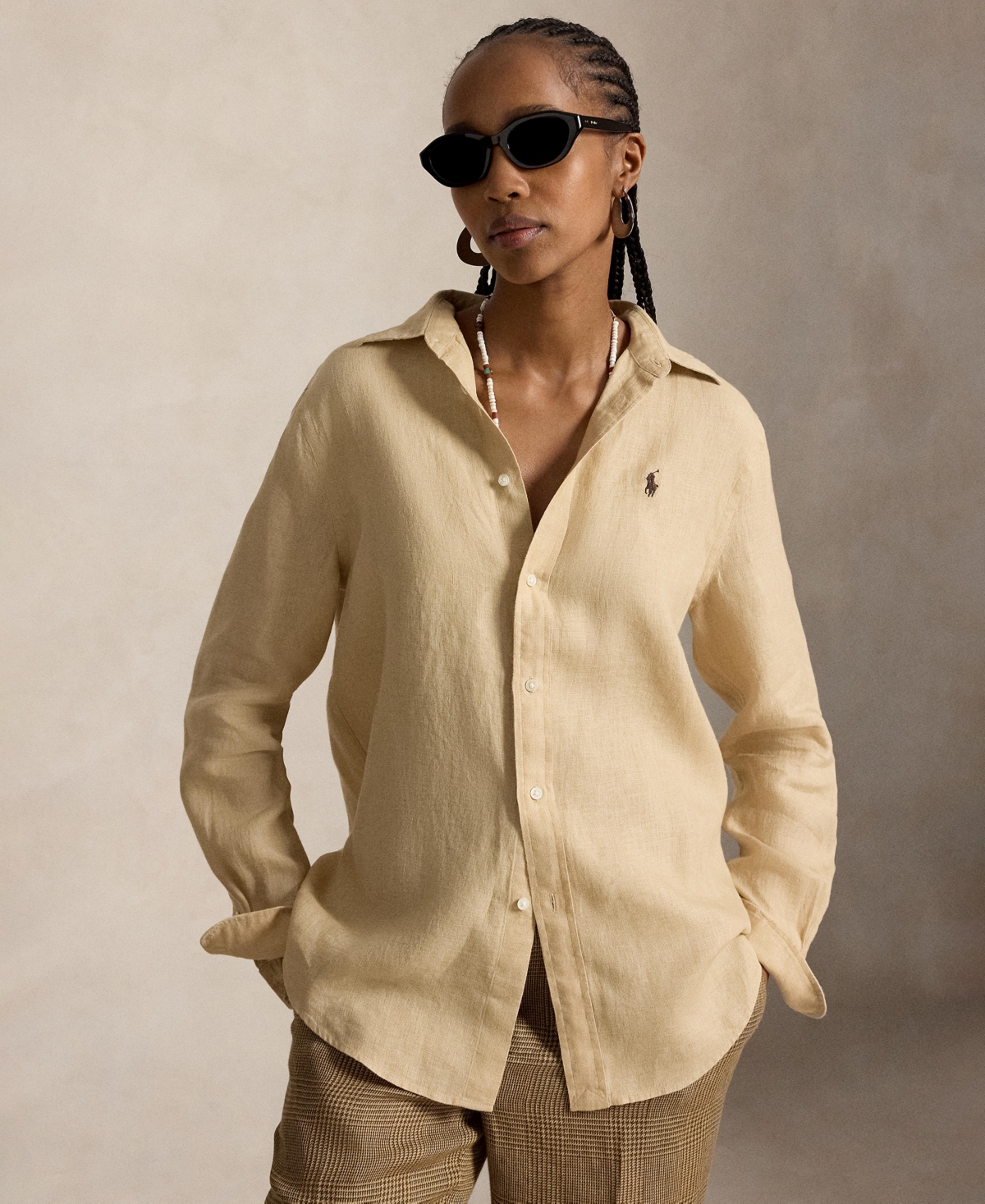 Click here for Polo Ralph Lauren Womens Classic-Fit 100 Linen Shi... prices
