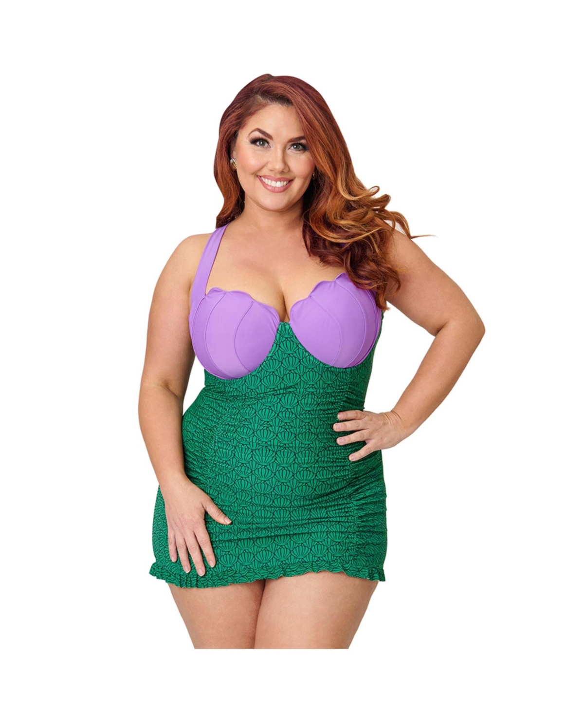 Click here for Unique Vintage Plus Size Halter Swim Dress - Green... prices