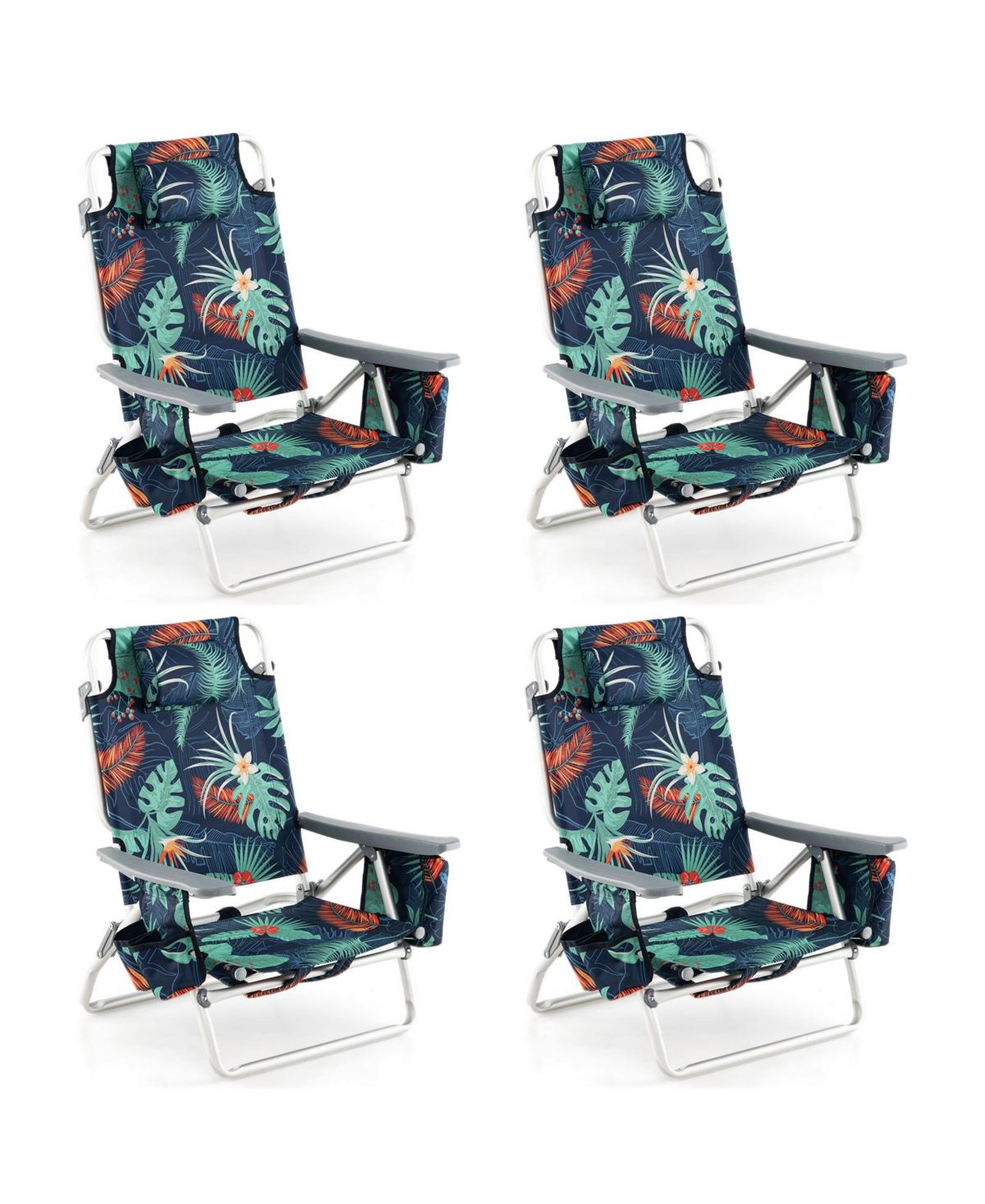 Click here for Gymax 4 Pcs Beach Chair 5-Position Outdoor Reclini... prices