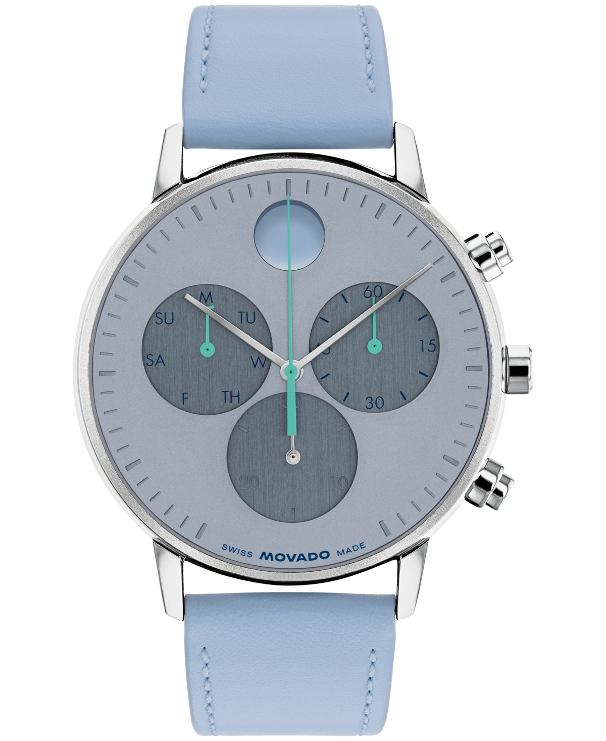 Click here for Movado Mens Face Swiss Quartz Chrono Light Blue Le... prices