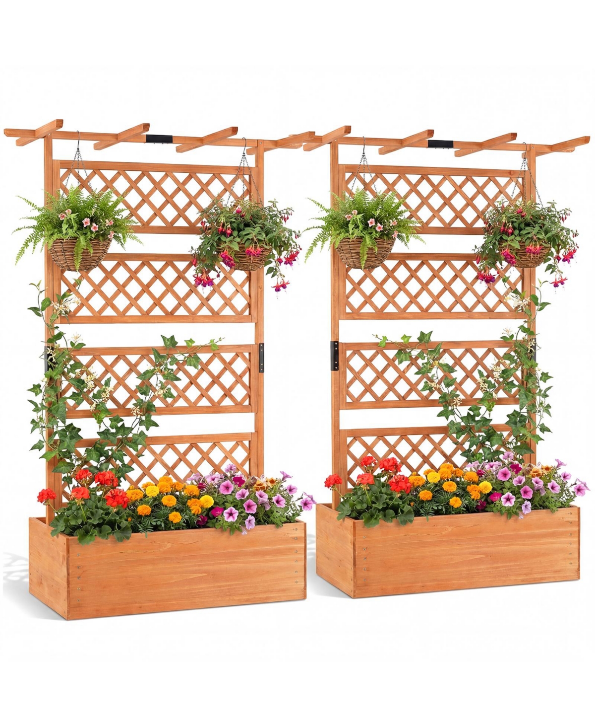 Click here for Gymax Wooden Planter Box w/Lattice Trellis Flat Ro... prices