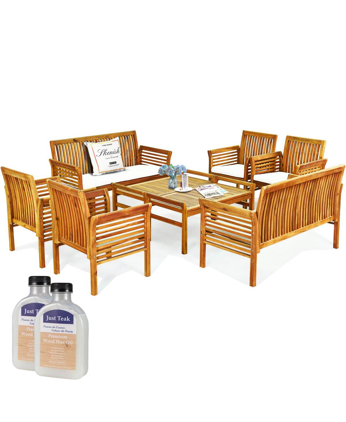 Click here for Gymax 8 Piece Outdoor Acacia Wood Sofa Set w/ Teak... prices
