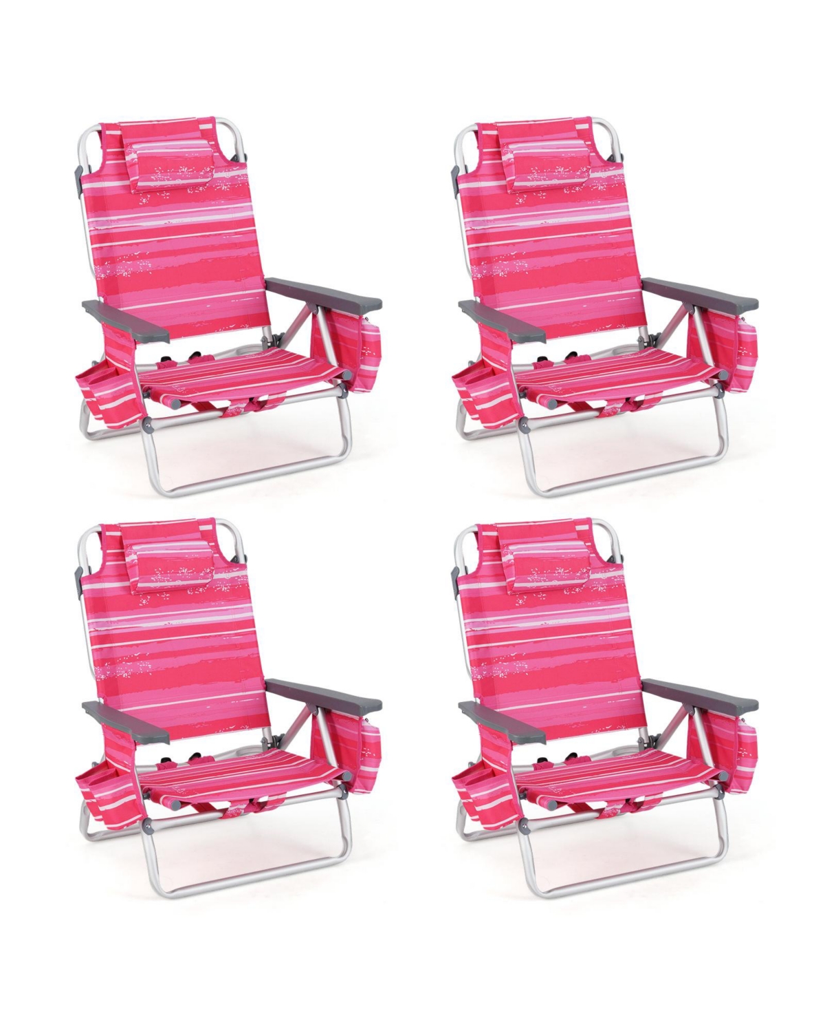 Click here for Gymax 4 Pcs Beach Chair 5-Position Outdoor Reclini... prices