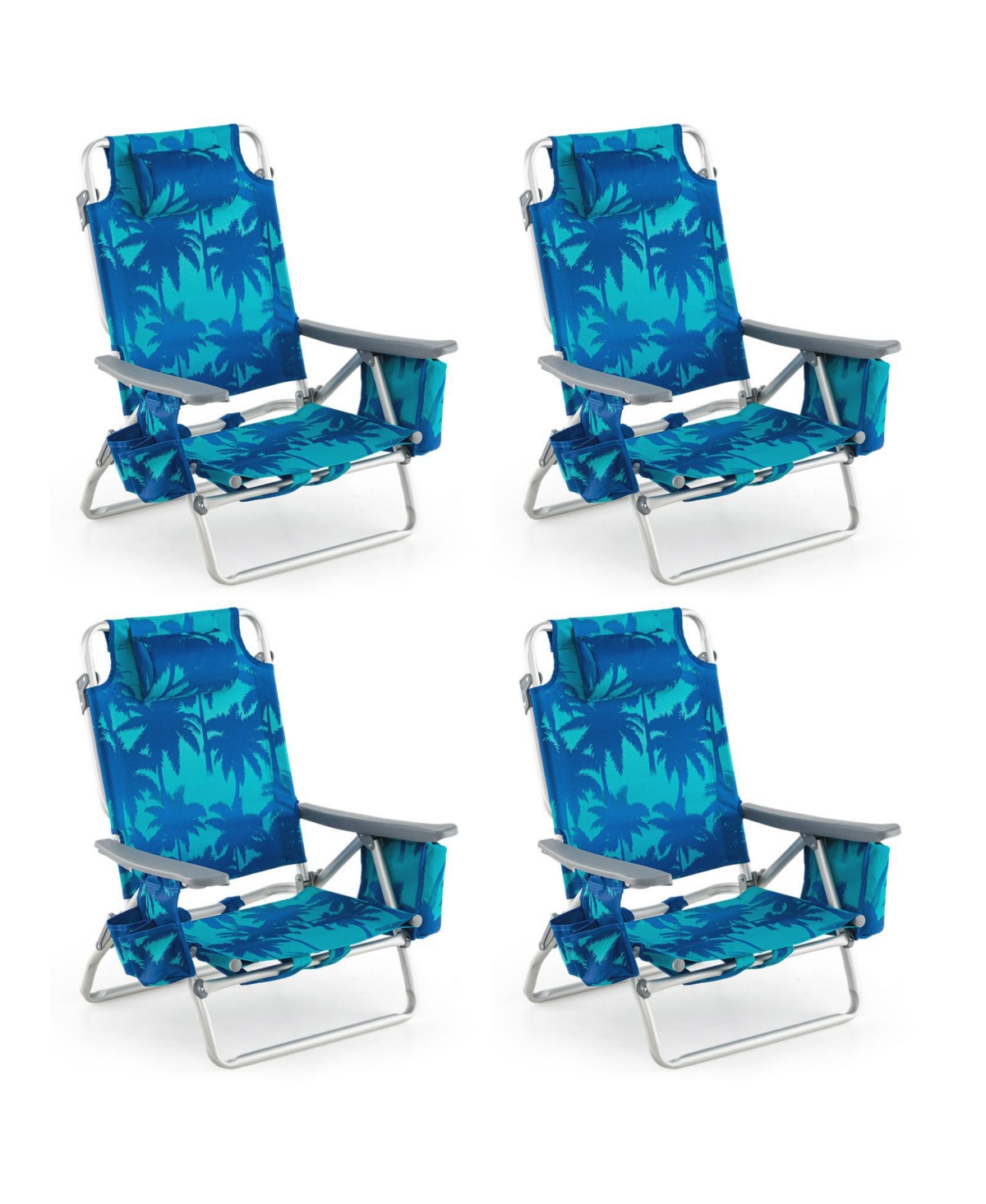 Click here for Gymax 4 Pcs Beach Chair 5-Position Outdoor Reclini... prices