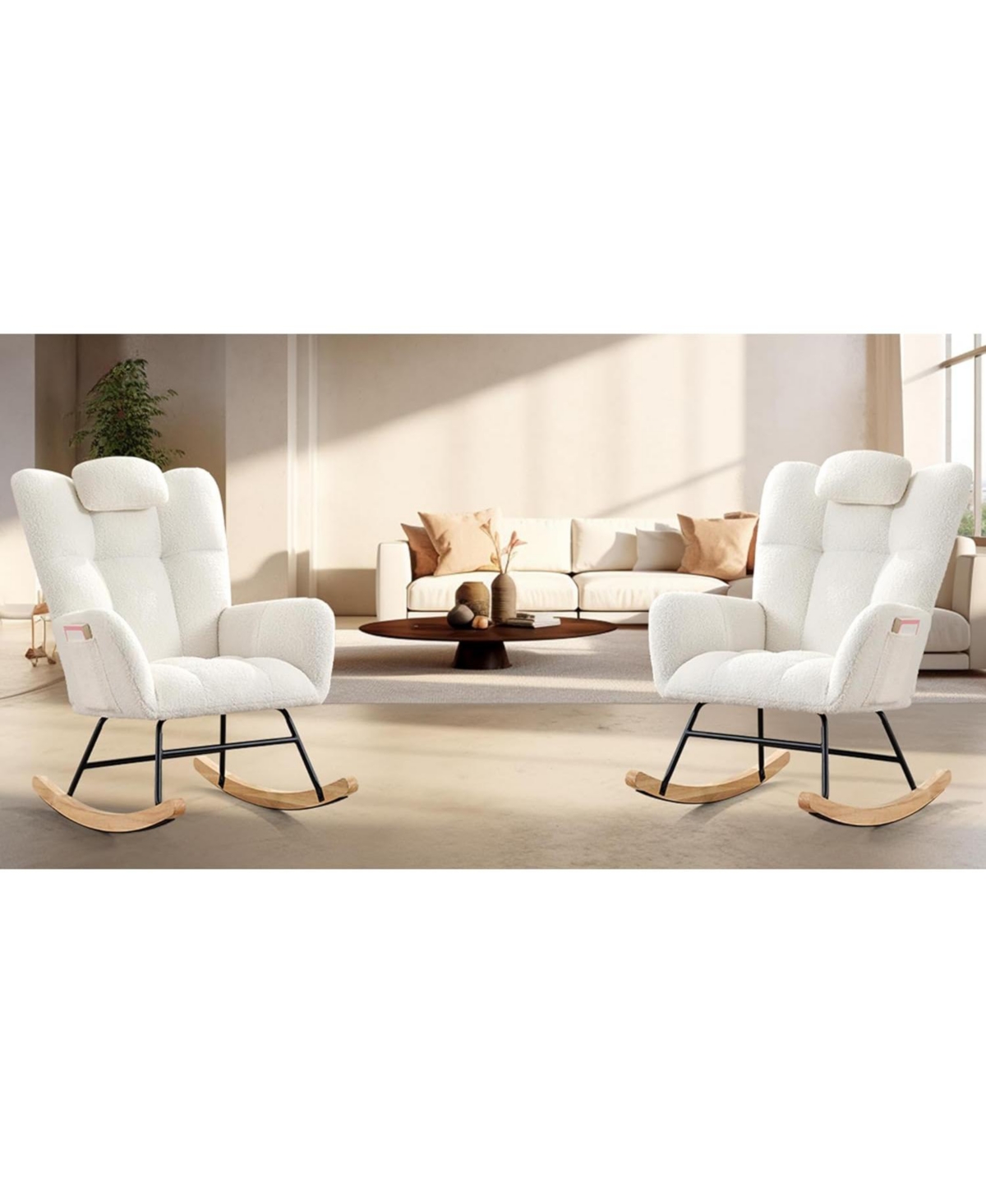 Click here for gaomon Upholstered Rocking Chair with Padded Seat... prices