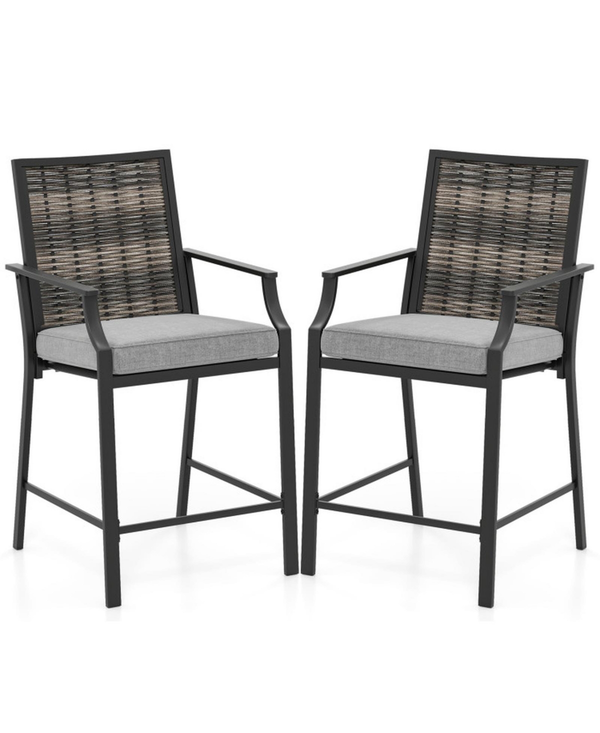 Click here for Sugift Set of 2 Counter Height Rattan Patio Bar Ch... prices