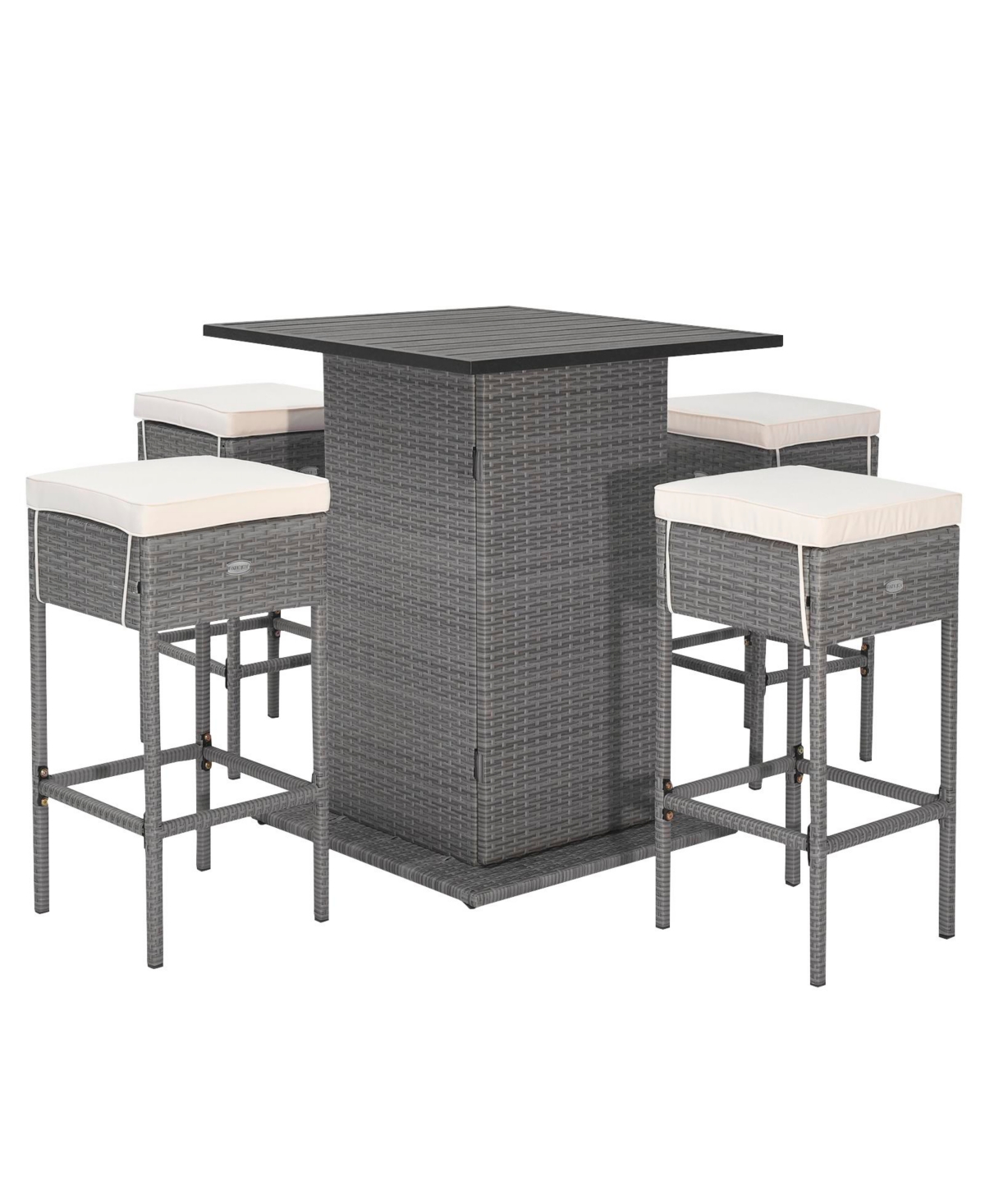 Click here for Gymax 5PCS Wicker Bar Table Set Hidden Storage She... prices