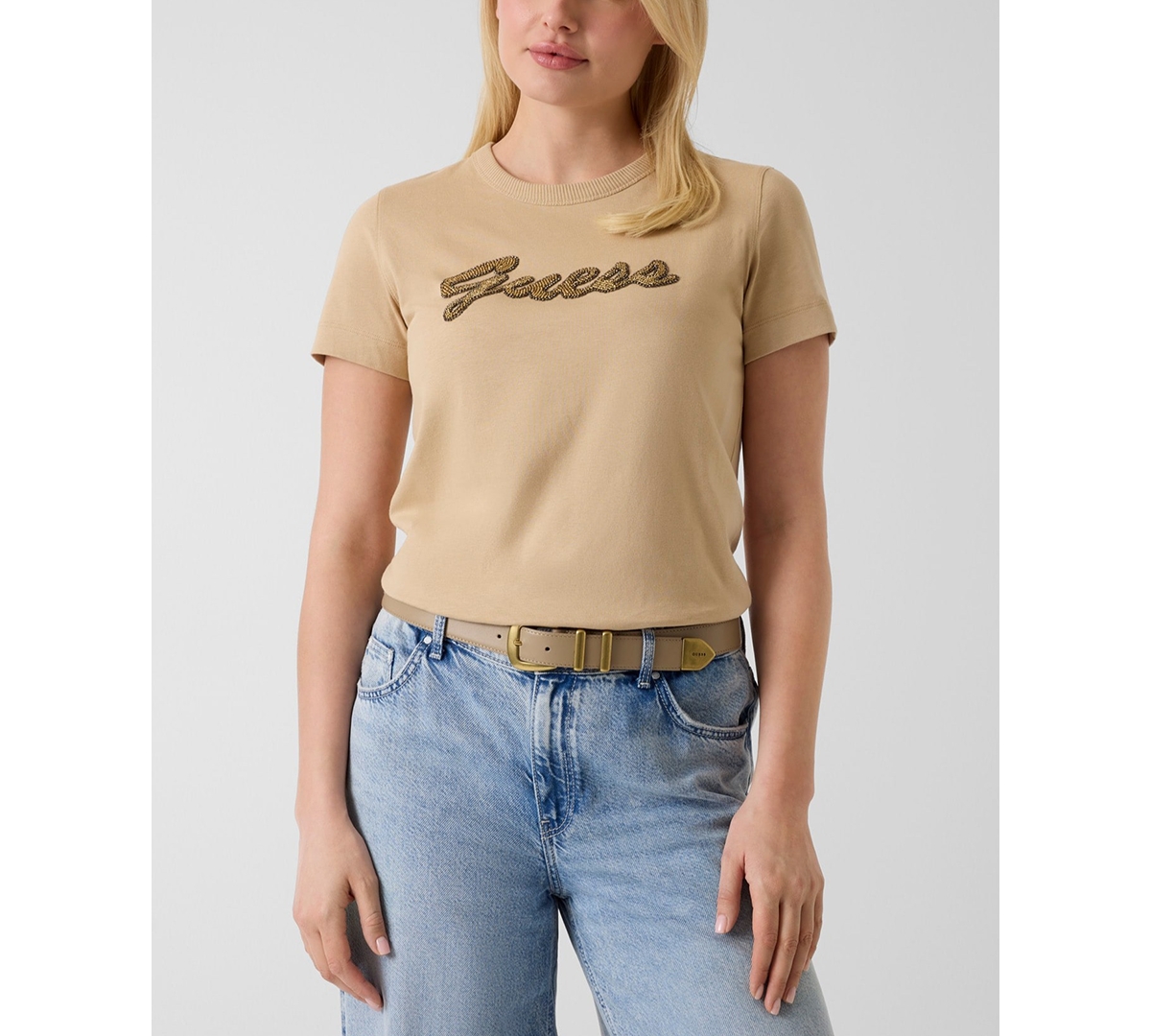 Click here for Guess Womens Beads Script Crewneck Cotton T-Shirt... prices