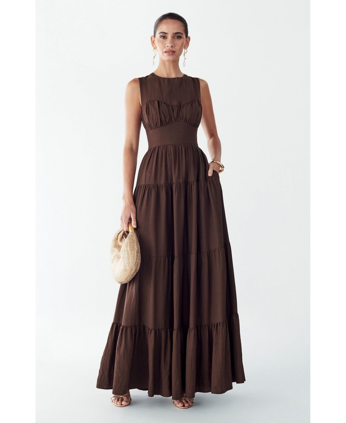 Click here for St Mrlo Womens Elowyn Maxi Dress - Chocolate prices