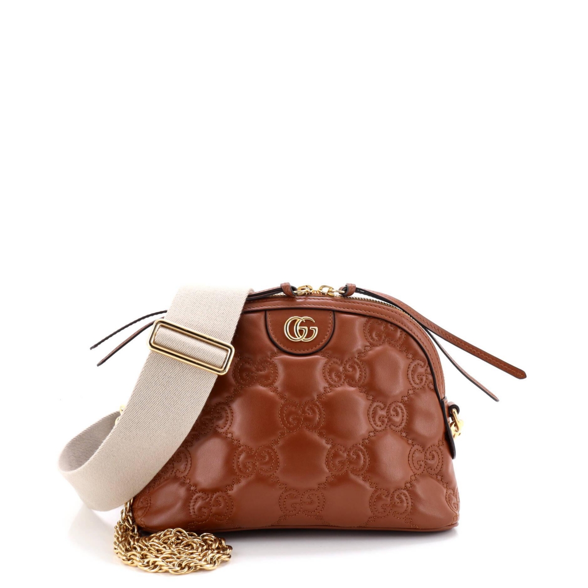 Click here for Pre-Owned Gucci Small Dome Chain Zip Shoulder Bag... prices