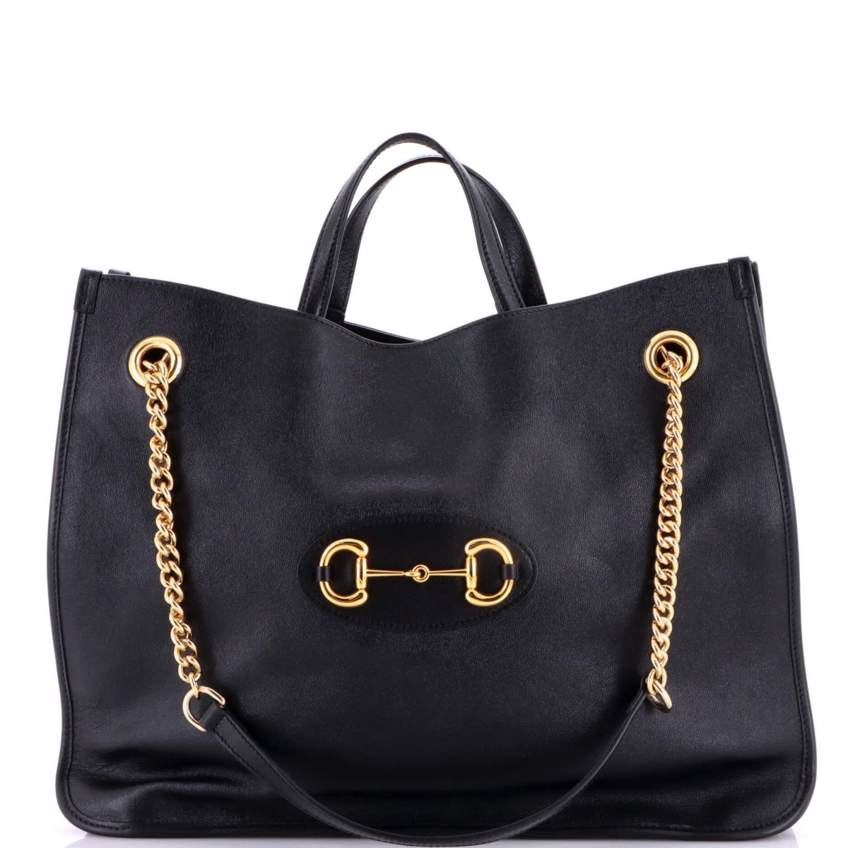 Click here for Pre-Owned Gucci Large Horsebit 1955 Chain Tote Lea... prices