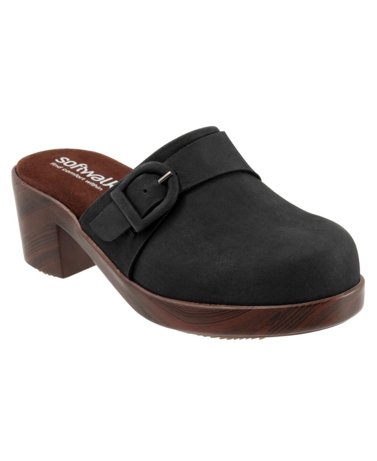 Click here for Softwalk Womens Ferrara Clog - Black nubuck prices