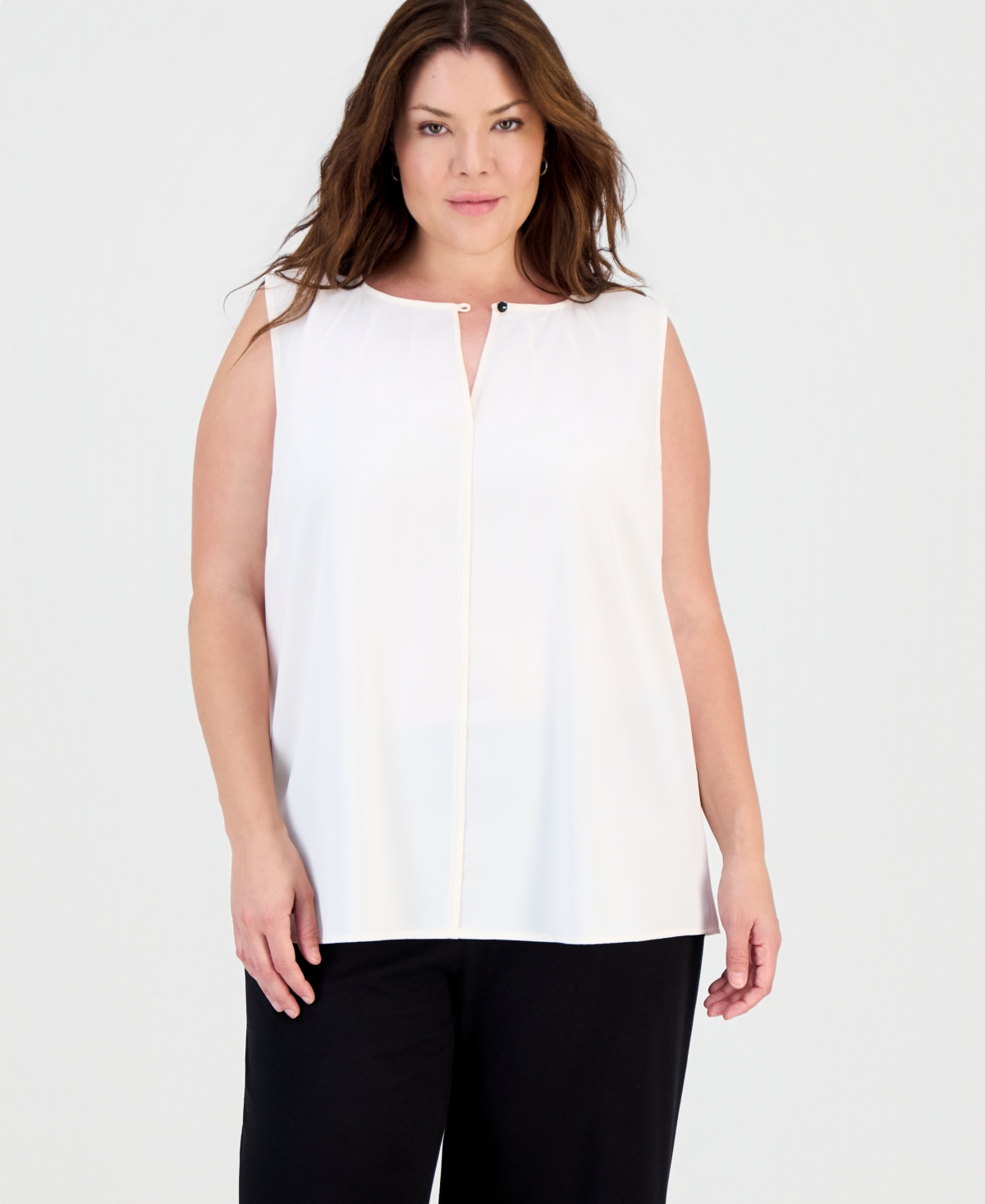 Click here for Anne Klein Plus Size Keyhole-Neck Sleeveless Top -... prices