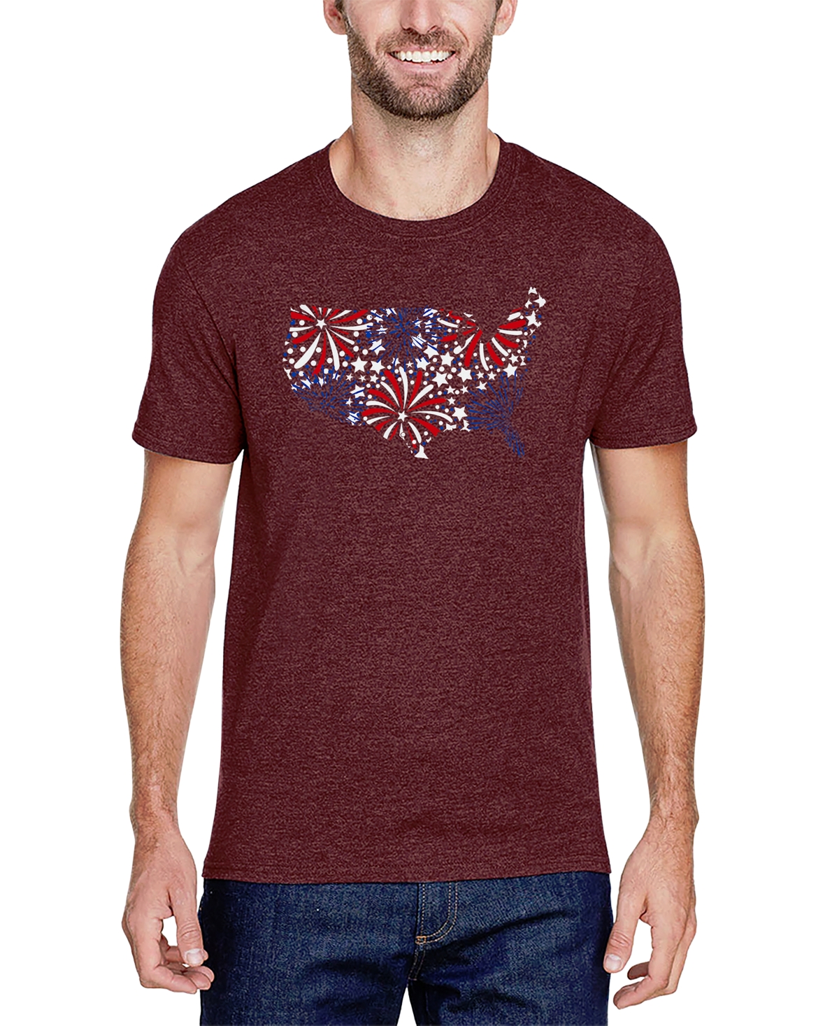 Click here for La Pop Art Mens Usa Fireworks and Stars Word Art T... prices