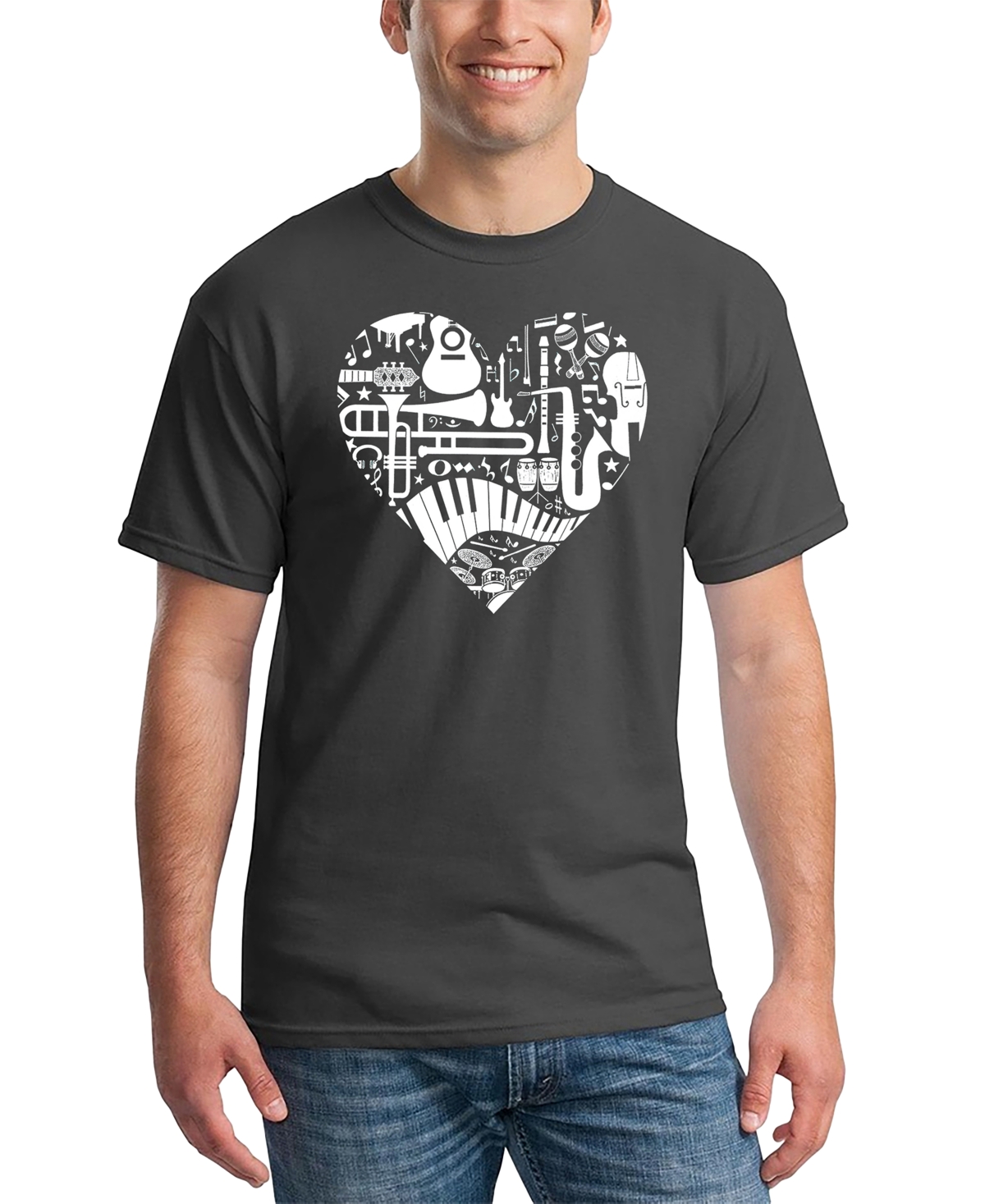 Click here for La Pop Art Mens Music Instruments Heart Word Art T... prices