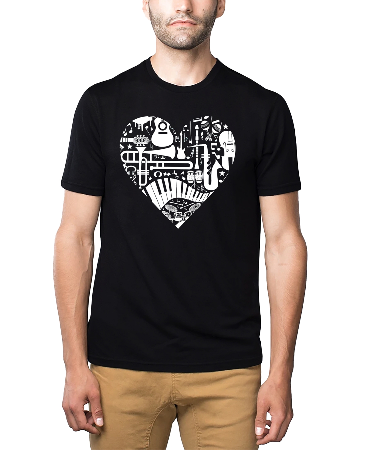 Click here for La Pop Art Mens Music Instruments Heart Word Art T... prices