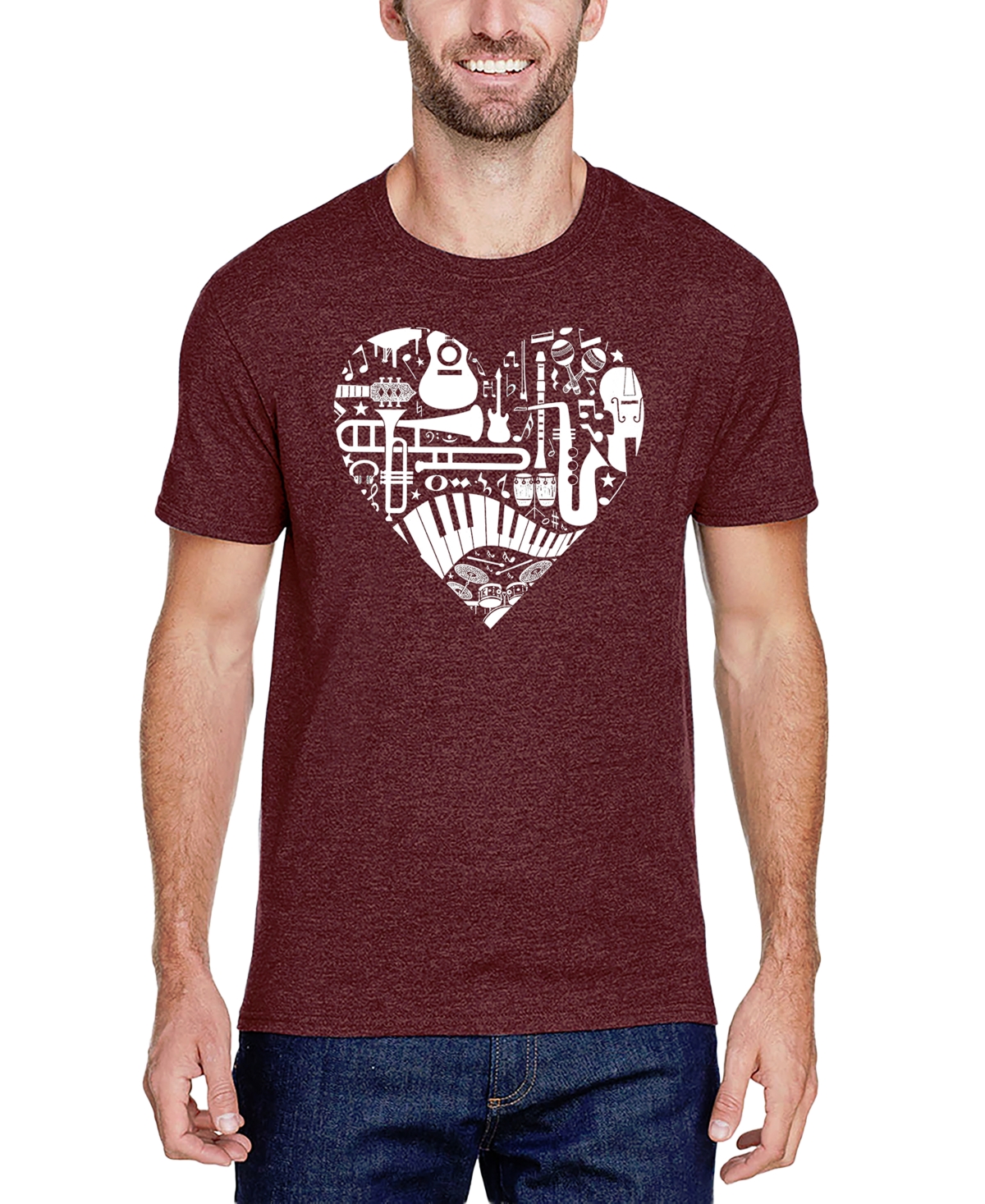 Click here for La Pop Art Mens Music Instruments Heart Word Art T... prices
