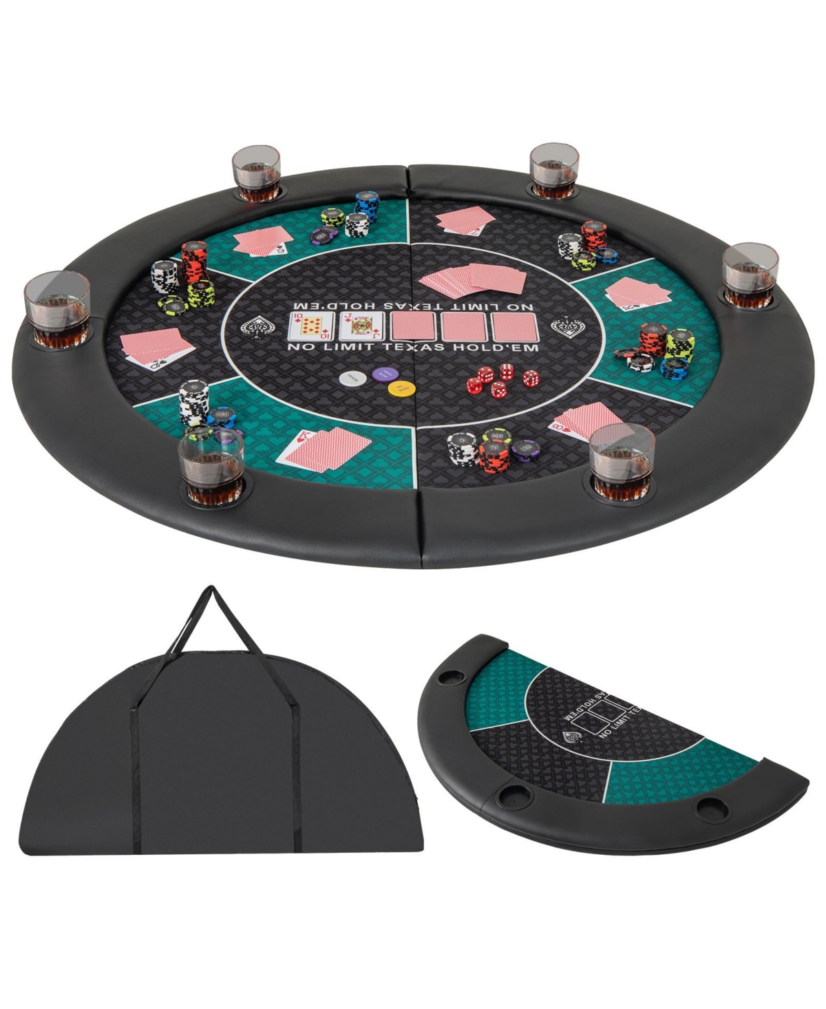 Click here for Slickblue Foldable Poker Table Top Round for 6 Pla... prices