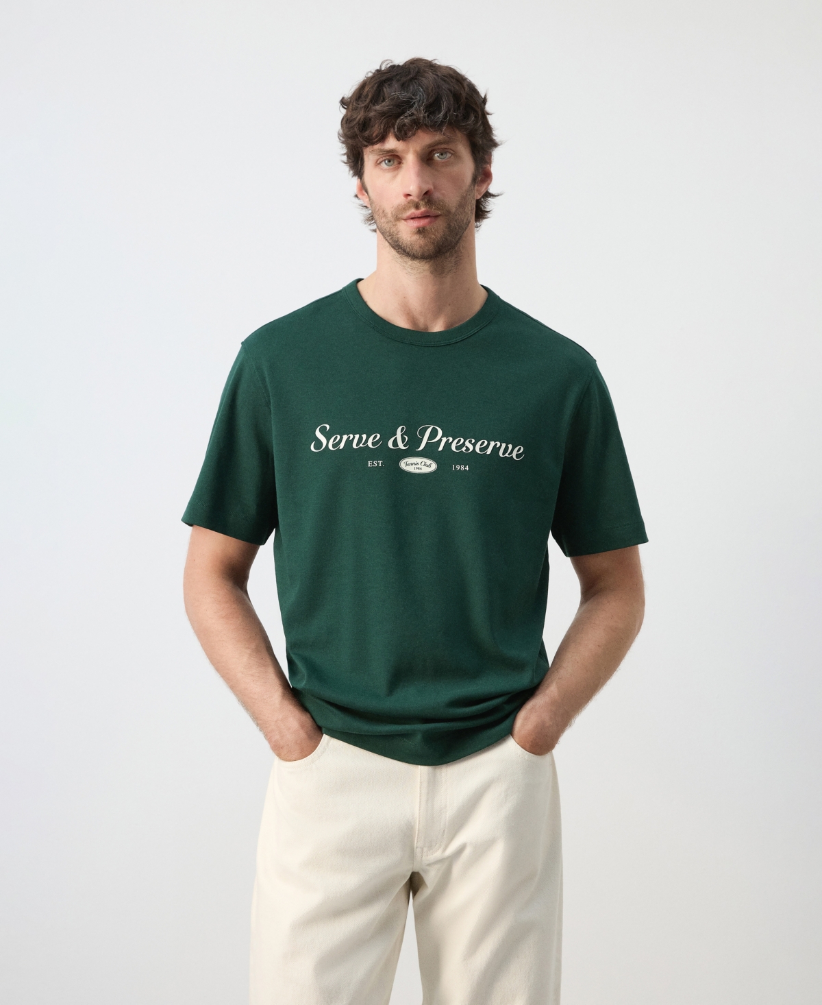 Click here for Mango Mens Cotton Printed T-Shirt - Dark Green prices