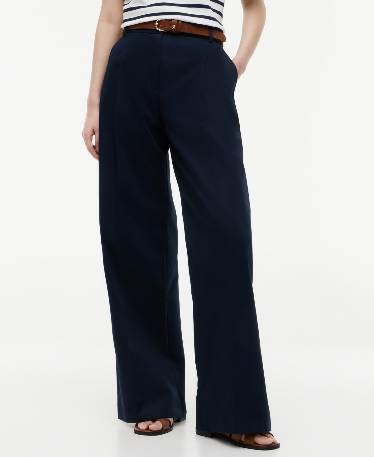 Click here for Tommy Hilfiger Womens Cotton Wide-Leg Chino Pants... prices