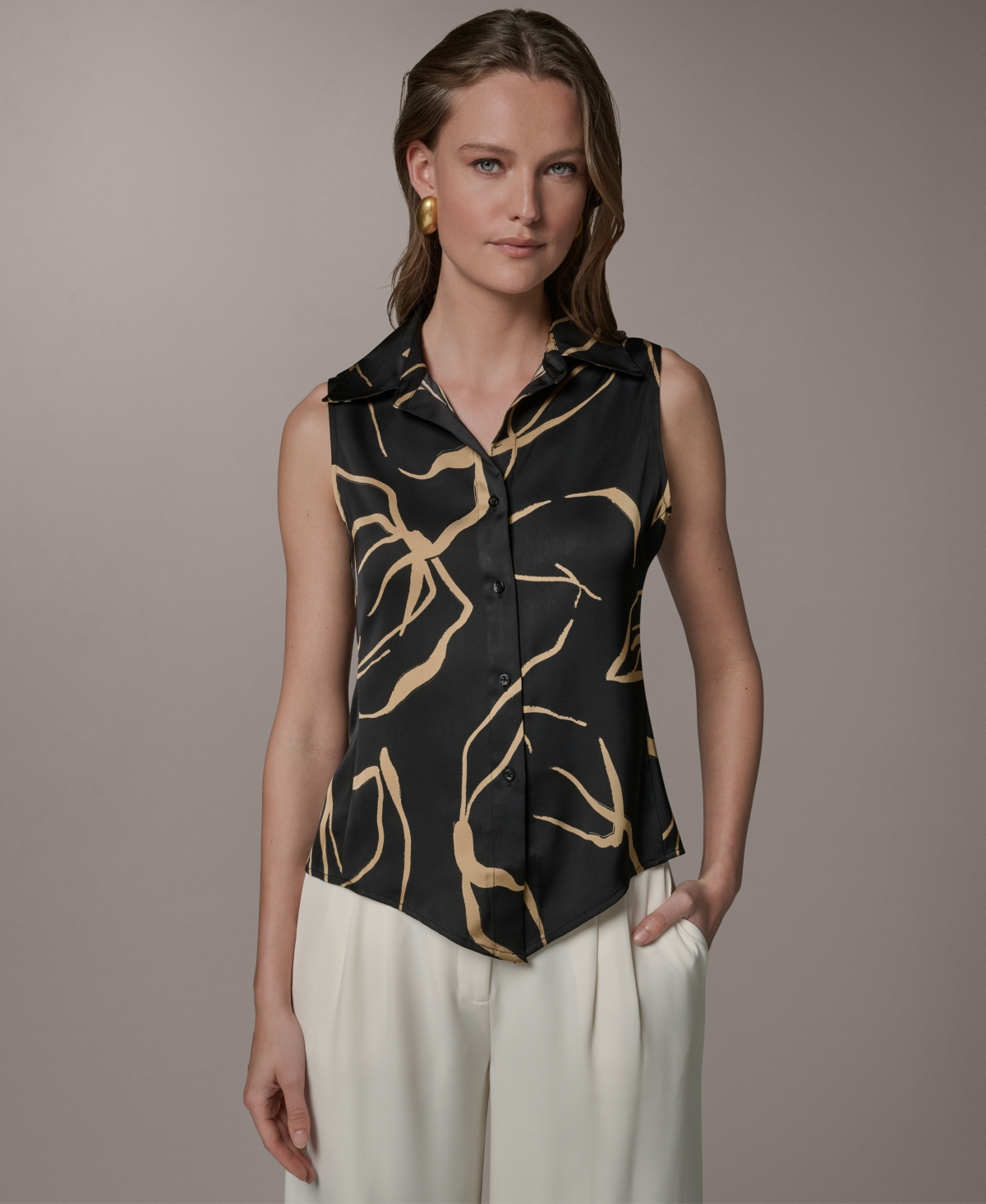 Click here for Donna Karan New York Petite Collared Neck Printed... prices