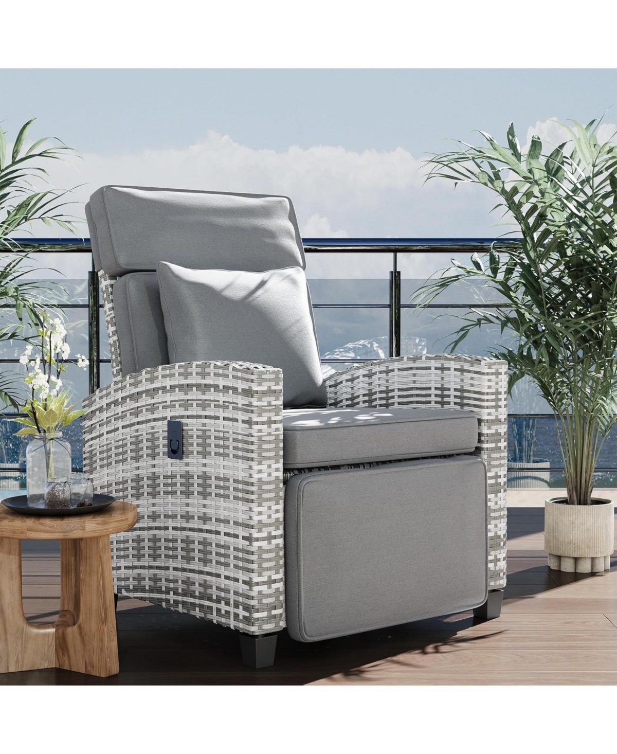 Click here for GarveeLife Outdoor Wicker Recliner Chair with 145d... prices