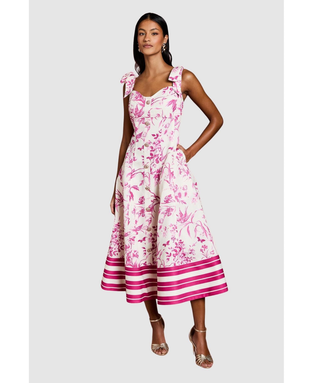 Click here for Coast Womens Panelled Fit And Flare Midi Dress - I... prices