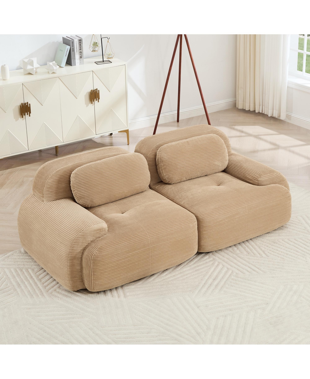Click here for Rainsken Boneless Loveseat Sofa  Corduroy Fabric M... prices